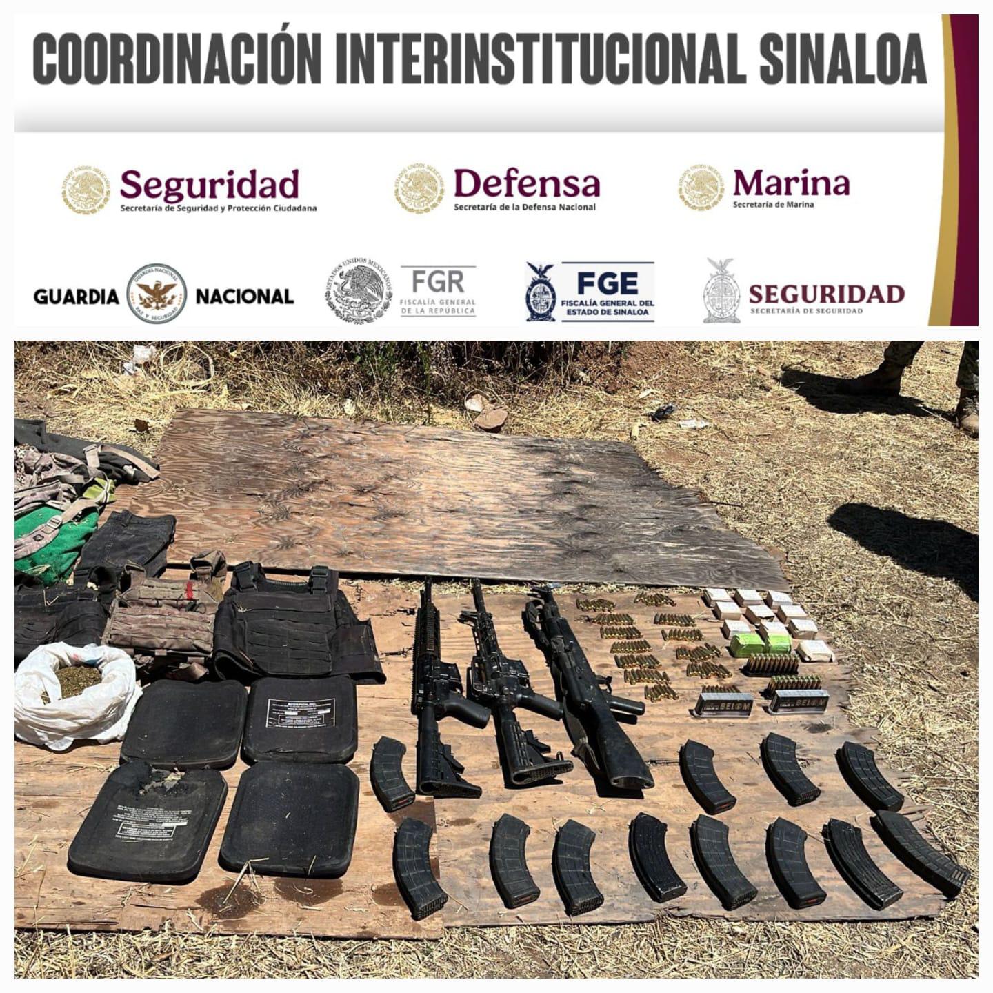 Aseguran armamento, equipo táctico y presunta droga tras agresión en Concordia