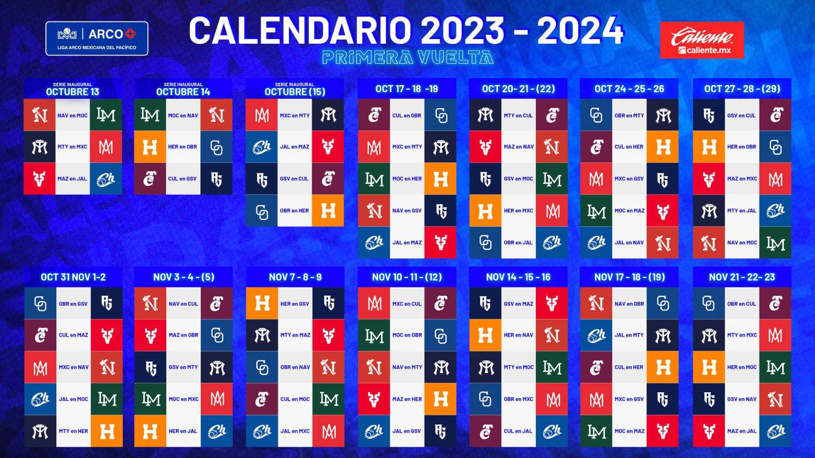 La Liga Mexicana del Pacífico da a conocer el calendario de juegos para la temporada 2023-2024