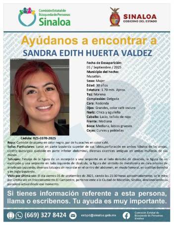 Desaparece Sandra Edith, en El Campestre, en Mazatlán