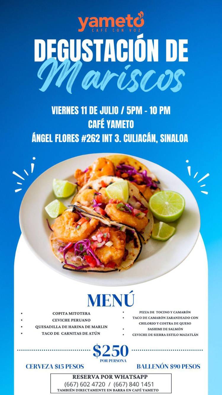 ¡Hoy menú degustación de mariscos en Yameto Café!