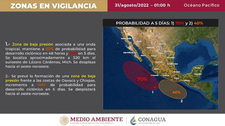 En el Pacífico mexicano se prevé la formación de dos huracanes en los próximos días