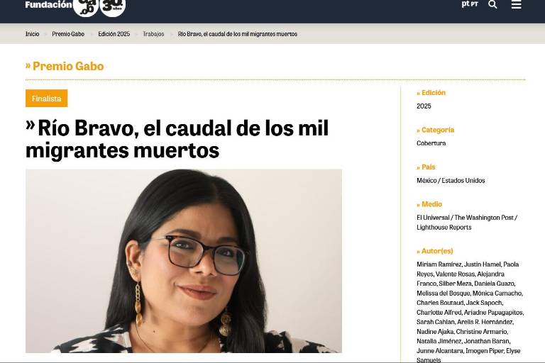 La periodista mazatleca Miriam Ramírez es finalista del Premio Gabo 2025