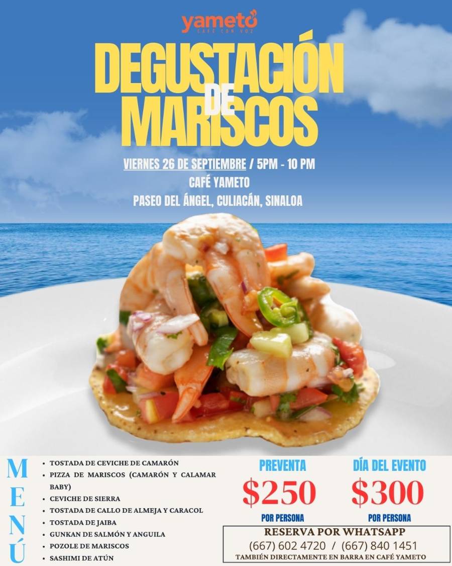 Invita Yameto Café a su degustación de mariscos este viernes 26 de ...